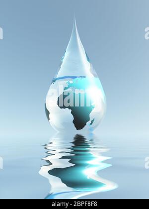 planet earth in a water drop. save water concept Stock Photo - Alamy