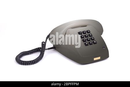 Vintage grey telephone with a colorful background Stock Photo - Alamy