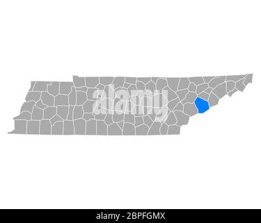 Map of Sevier in Tennessee Stock Photo - Alamy