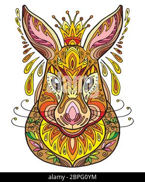Abstract rabbit head portrait, hare from multicolored paints. Colored ...