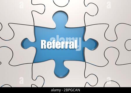 Referral word on jigsaw puzzle, 3D rendering Stock Photo - Alamy