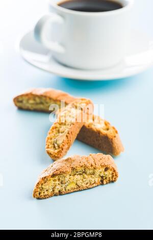 Aromatic cookies cantuccini on blue tablecloth close-up Stock Photo - Alamy