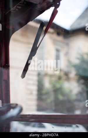 Close up shot of vintage bus windscreen wipers Stock Photo - Alamy