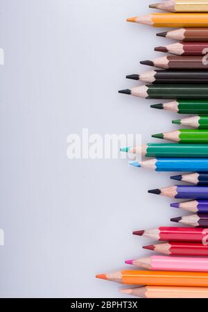 Color Pencils of Various colors placed on white background Stock Photo ...