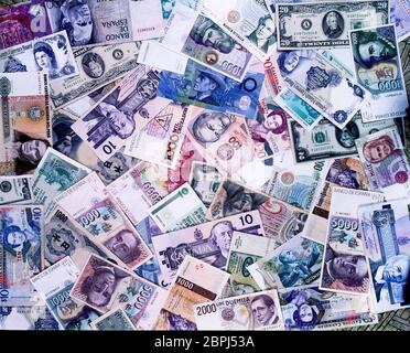 various paper currency bills from different countries Stock Photo - Alamy