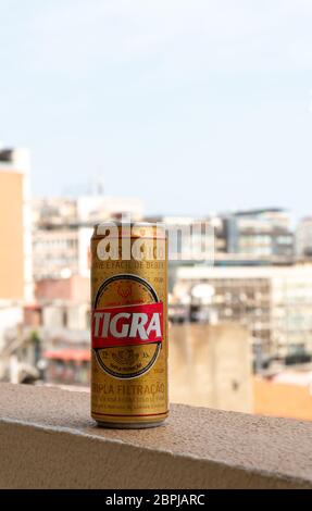Luanda, Angola - May 09th, 2020: Tigra beer canned One of the most ...