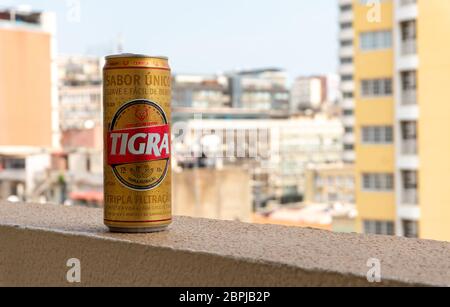 Luanda, Angola - May 09th, 2020: Tigra beer canned One of the most ...