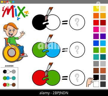 Cartoon illustration of mixing colors educational task for children ...