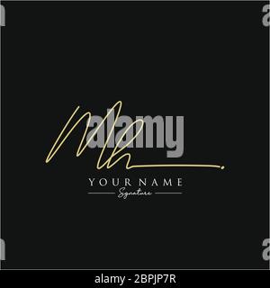 M H MH Initial letter handwritten and signature vector image, modern ...