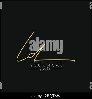 LD Initial letter handwriting and signature logo. A concept handwriting ...