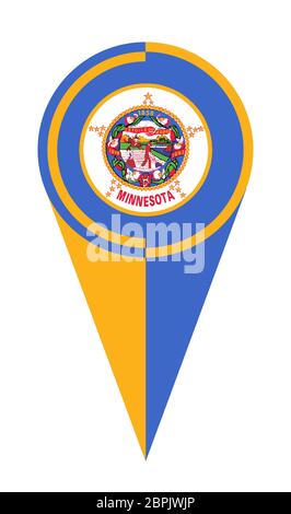 Minnesota map pin flag icon. Pennant map marker on a metal needle. 3D ...