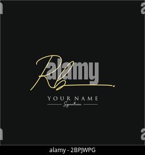 R B RB Initial letter handwriting and signature logo. A concept handwriting initial logo with ...