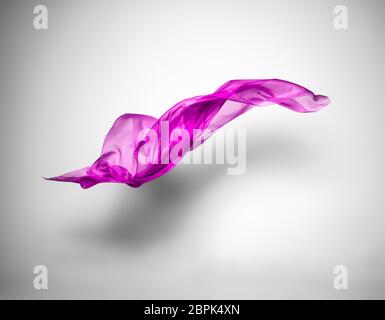 abstract piece of purple fabric flying, art object, design element ...