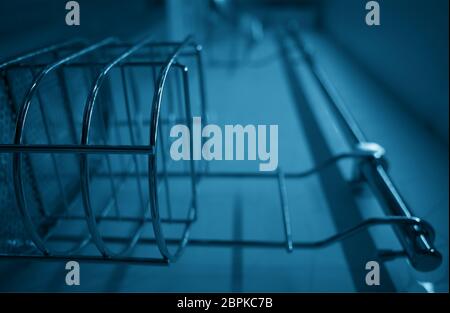 Dramatic blue steel cage bokeh background Stock Photo - Alamy