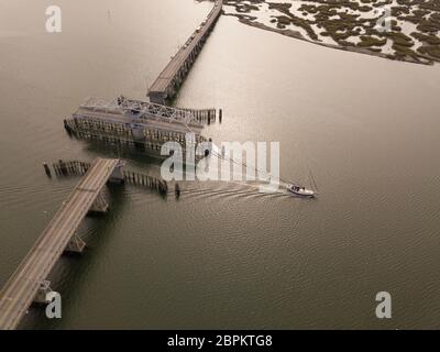 Historic Woods Memorial Bridge in Beaufort, South Carolina swings to ...