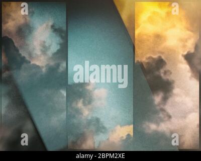 Colorful clouds with overlapping rectangular layers. 3D rendering Stock ...