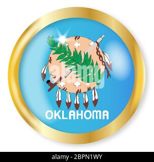 US State Button: Oklahoma Flag Badge, 3d illustration on white ...