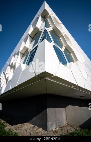 Afsluitdijk Wadden Center, exterior facade of the modern information ...