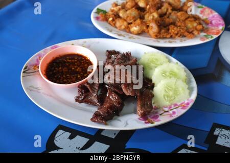 Thai Fried Sun Dried Beef Stock Photo - Alamy