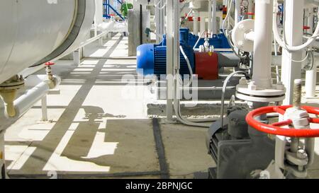 Centrifugal pumps that pump gasoline. Pump refinery. Oil refinery ...
