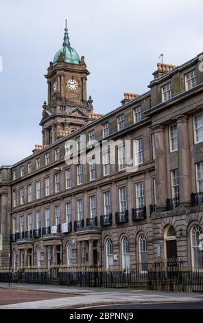 Birkenhead town hall with clock tower in Hamilton Square, Merseyside ...