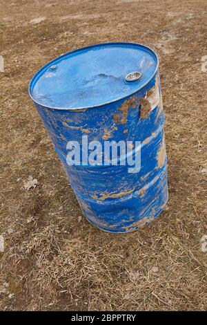 Hazardous waste store on industrial treatment plant, England Stock ...