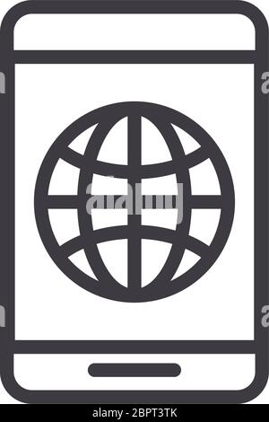 smartphone with sphere browser line style Stock Vector Image & Art - Alamy