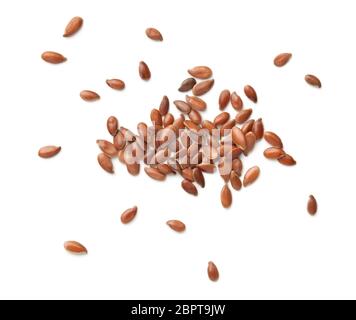 Linseeds isolated on white background. Top view Stock Photo - Alamy