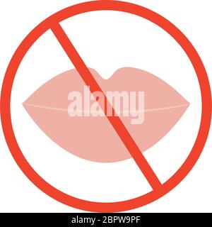 forbidden sign with lips icon over white background, block flat style ...
