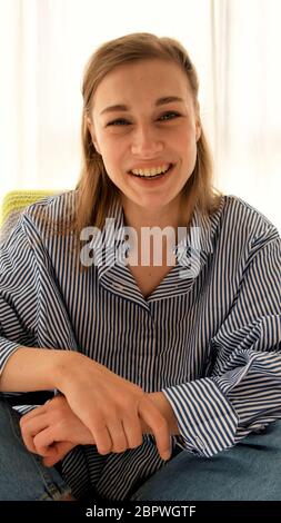 Woman Stream Live Webcam view Stock Photo - Alamy