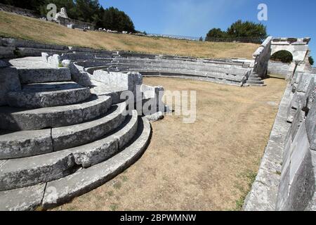 Pietrabbondante, Italy - August 15, 2017: The Italic theater and temple ...