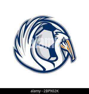Illustration of a head of a pelican bird with soccer or football ball ...