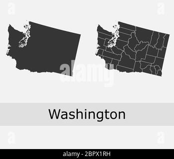 washington state outline administrative and political vector map in ...