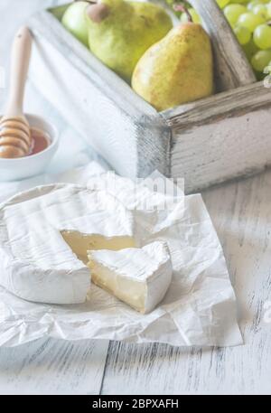 French Camembert cheese box-top label Stock Photo - Alamy