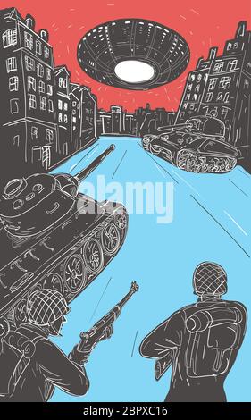 Russian tank T 34 - drawing Stock Photo - Alamy