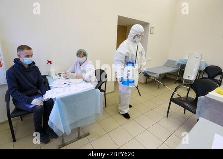 An army conscript undergoes medical examination at the Moscow regional ...