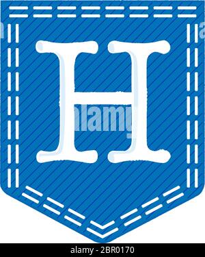 Blue pocket the letter H over a white background Stock Photo - Alamy
