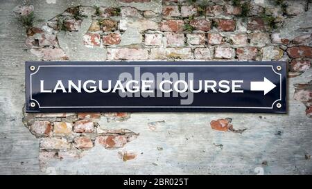 Street Sign to LANGUAGE COURSE Stock Photo - Alamy