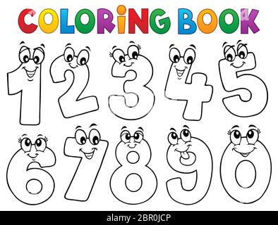 Coloring book cartoon numbers set 2 - picture illustration Stock Photo ...