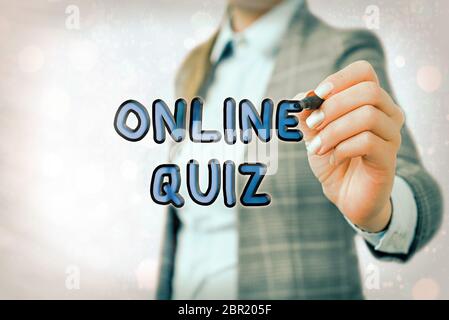Word writing text Online Quiz. Business photo showcasing game or a mind ...