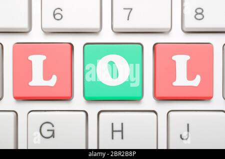 Colorful lol key on keyboard Stock Photo - Alamy