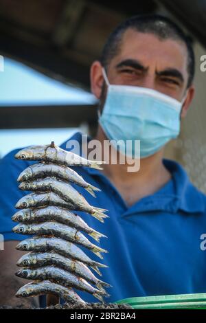 May 20, 2020: May 20, 2020 (Malaga) On the beach of Pedregalejo man ...
