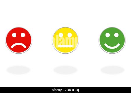 Positive, neutral and negative icons isolated on white background ...