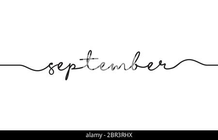 September Calligraphy Lettering Day Month Vector Brush illustration ...