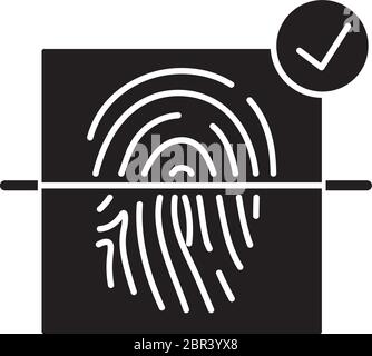 Fingerprint scanner glyph icon, security and finger, touch id sign ...