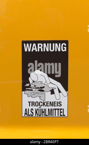 Sticker, Warning, dry ice as a coolant Stock Photo - Alamy