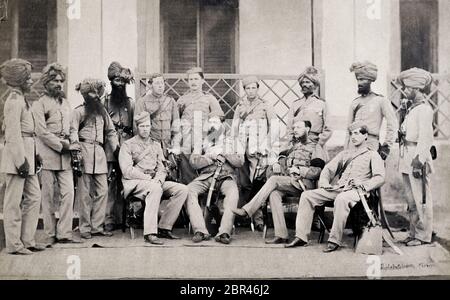 officers of a native Indian regiment, British army, India, photographed ...