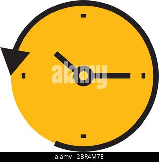 arrow around the clock icon over white background, silhouette style ...