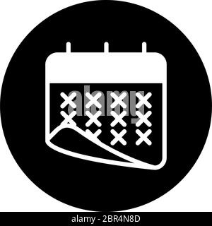 calendar with cross marks icon over white background, half line half ...