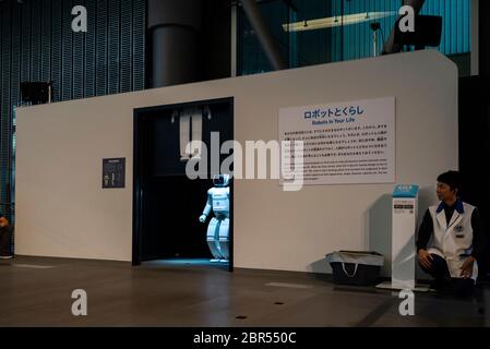 The humanoid robot called Asimo, created by Honda, is performing at the ...